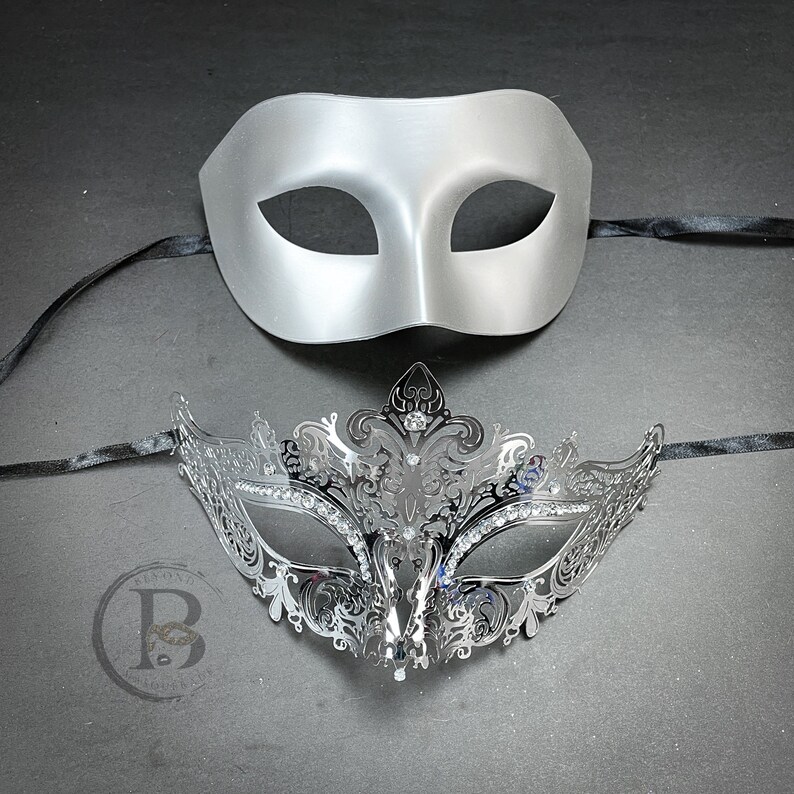 Silver Masquerade Mask Couples Masquerade Masks Silver - Etsy