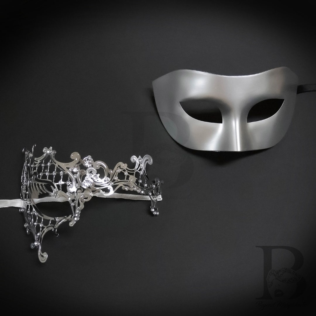 Silver Masquerade Mask, Couples Masquerade Masks, Silver Masquerade ...