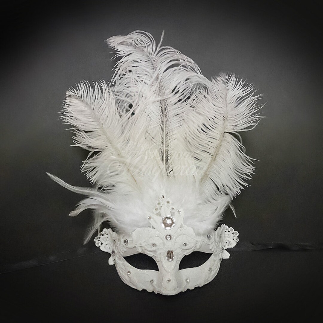 WHITE Masquerade Mask, Mardi Gras Masquerade Mask, Jubilee Costume Mask ...