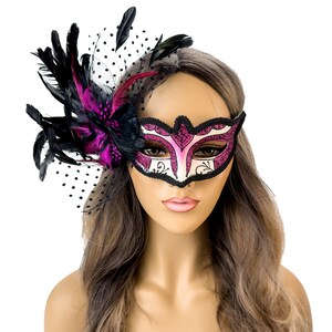 Hot Pink Masquerade Masks With Feathers Masquerade Mask Feathers ...
