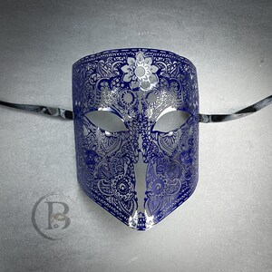 Navy Blue Men Masquerade Masks for Masquerade Ball Mask Metal Lace ...