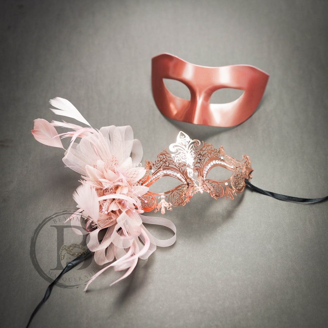 Rose Gold Couples Masquerade Masks, His & Hers Masquerade Mask ...