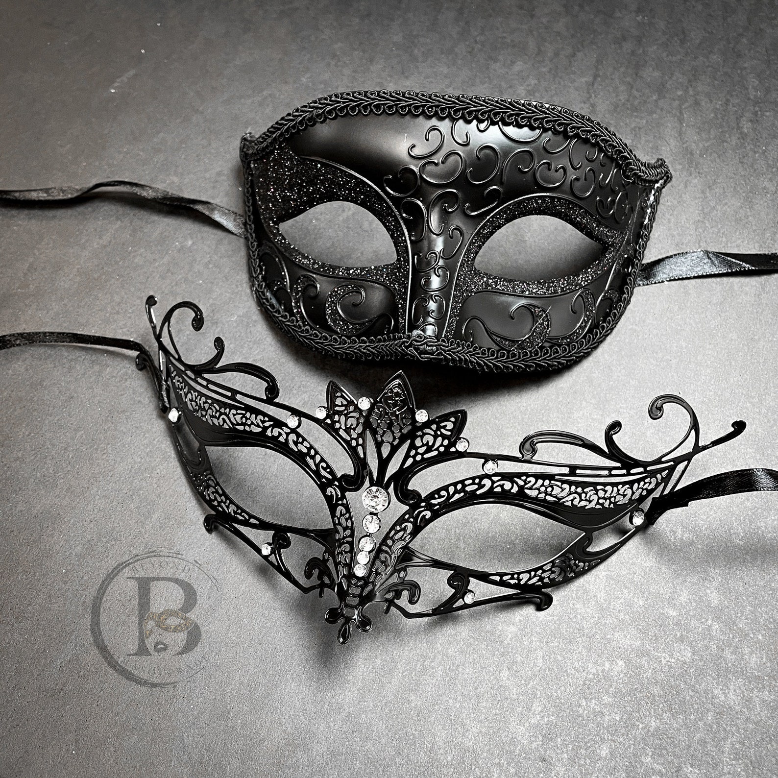Majestic Masquerade Couples Mask Set His & Hers Mask black - Etsy