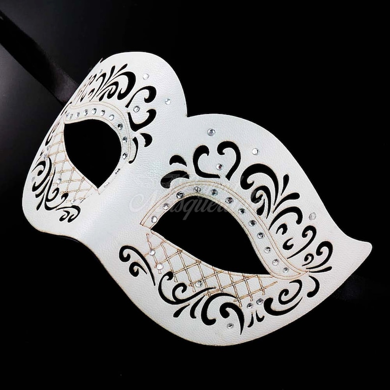 White Leather Masquerade Mask Masquerade Mask Leather Mask | Etsy