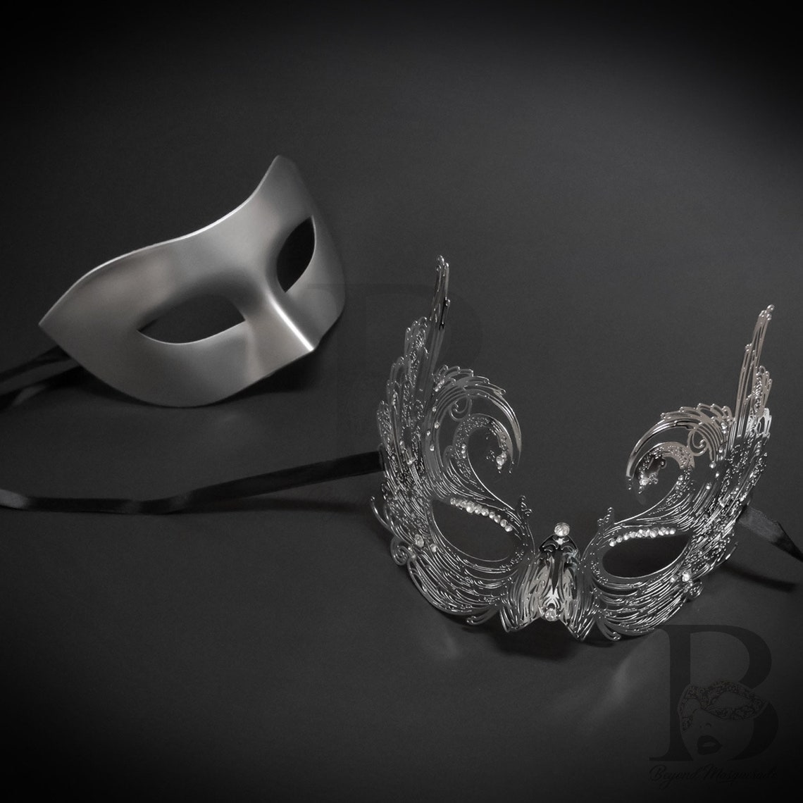 Silver Masquerade Mask Couples Masquerade Masks Silver - Etsy
