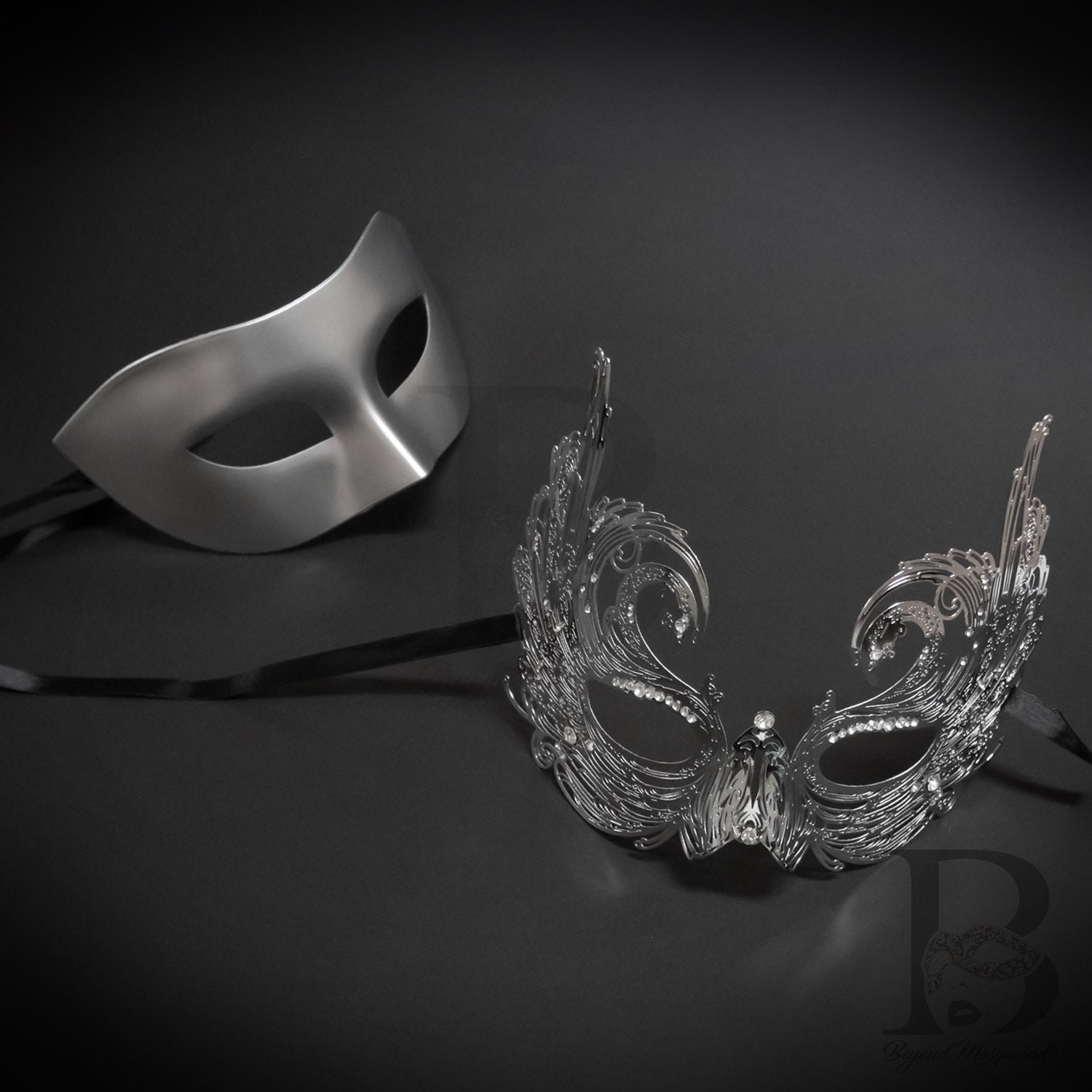 Silver Masquerade Mask Couples Masquerade Masks Silver | Etsy