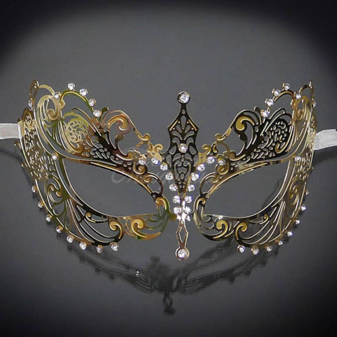 Women's Masquerade Mask, Gold Masquerade Mask, Gold Mask, Gold Metal ...