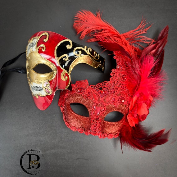 Red And Gold Masquerade Masks