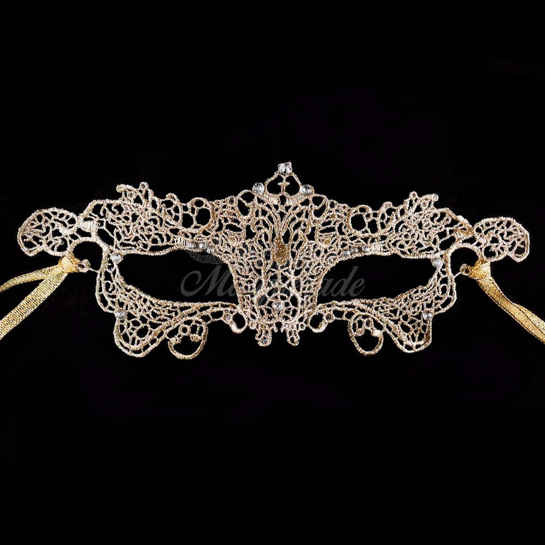 Lace Mask, Masquerade Mask, Elegant Macrame Lace Mask With Diamonds ...