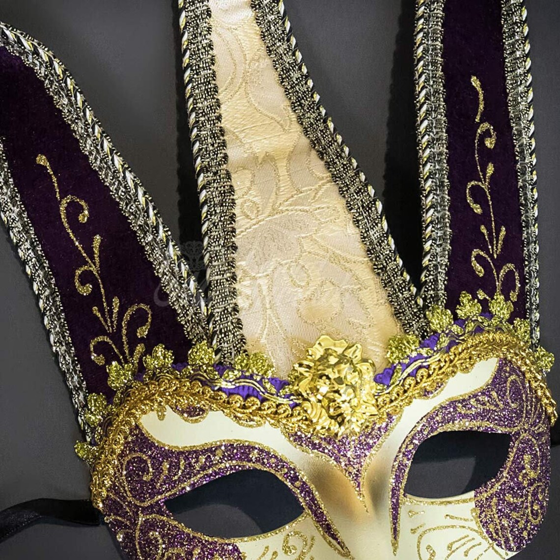Jester Masquerade Mask Purple/gold Masquerade Mask Venetian - Etsy