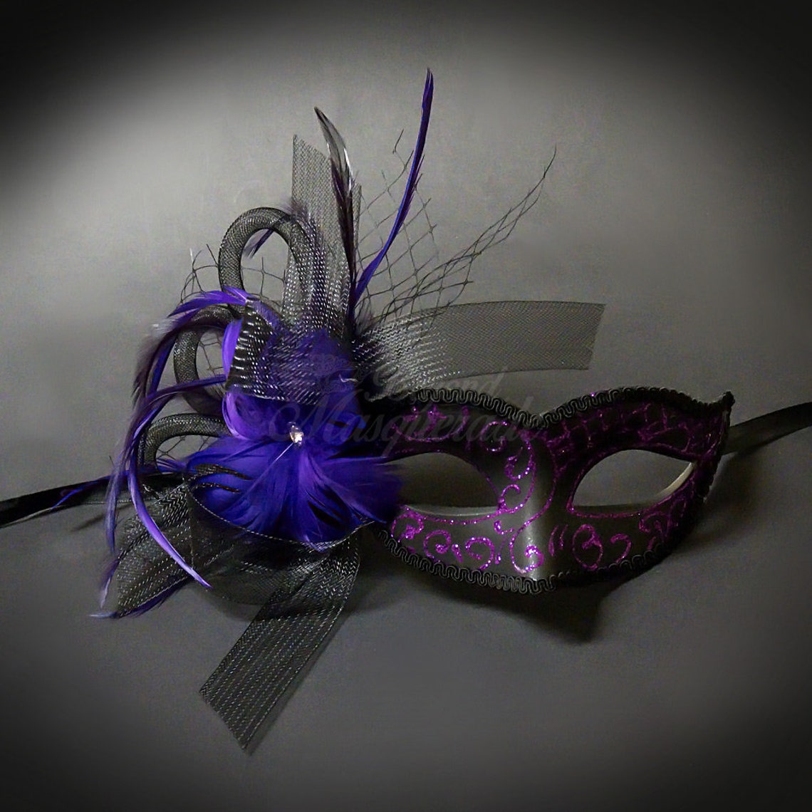 Black Purple Masquerade Mask Elegant Black Peacock Feathers - Etsy