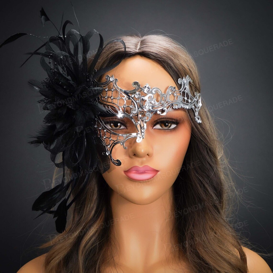 Masquerade Masks Silver Masquerade Mask Feathers Luxury - Etsy