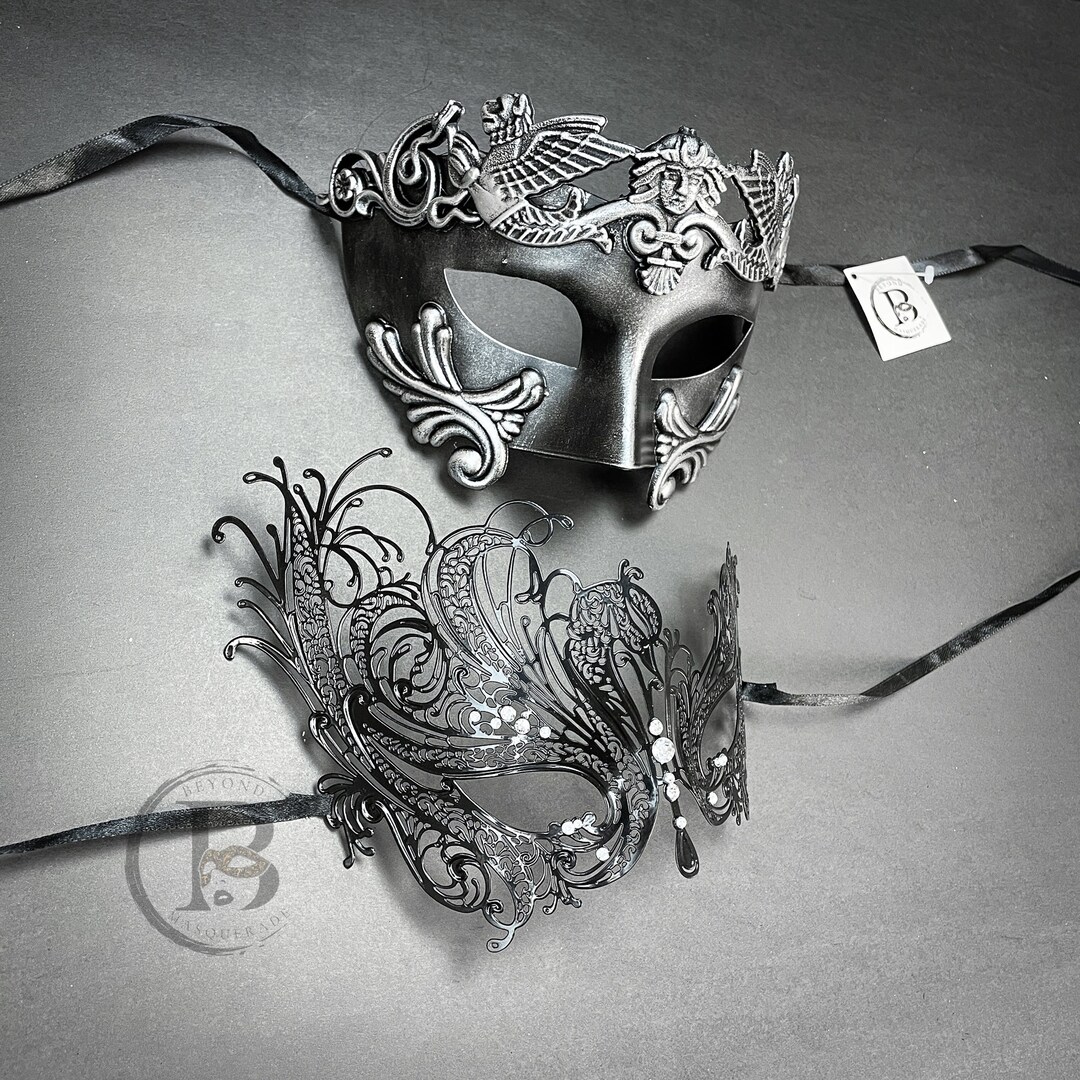 Couples Masquerade Masks, His & Hers Masquerade Masks Halloween Chrome ...