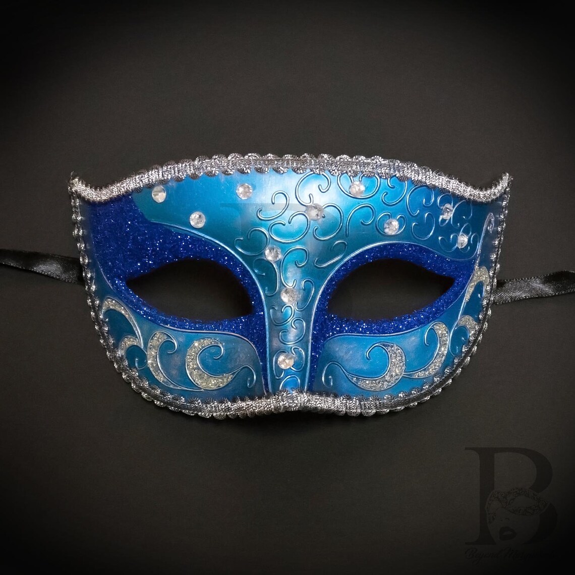 Royal Blue Glitter Masquerade Mask Mardi Gras Mask - Etsy