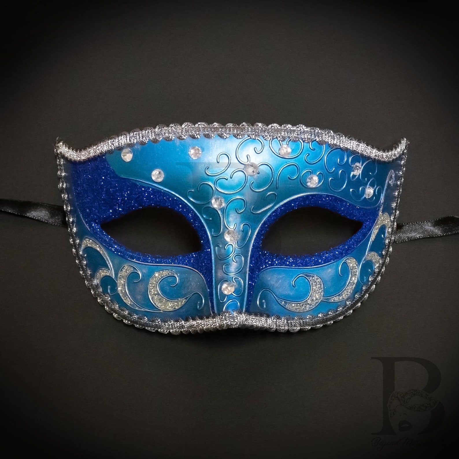 Royal Blue Glitter Masquerade Mask Mardi Gras Mask - Etsy