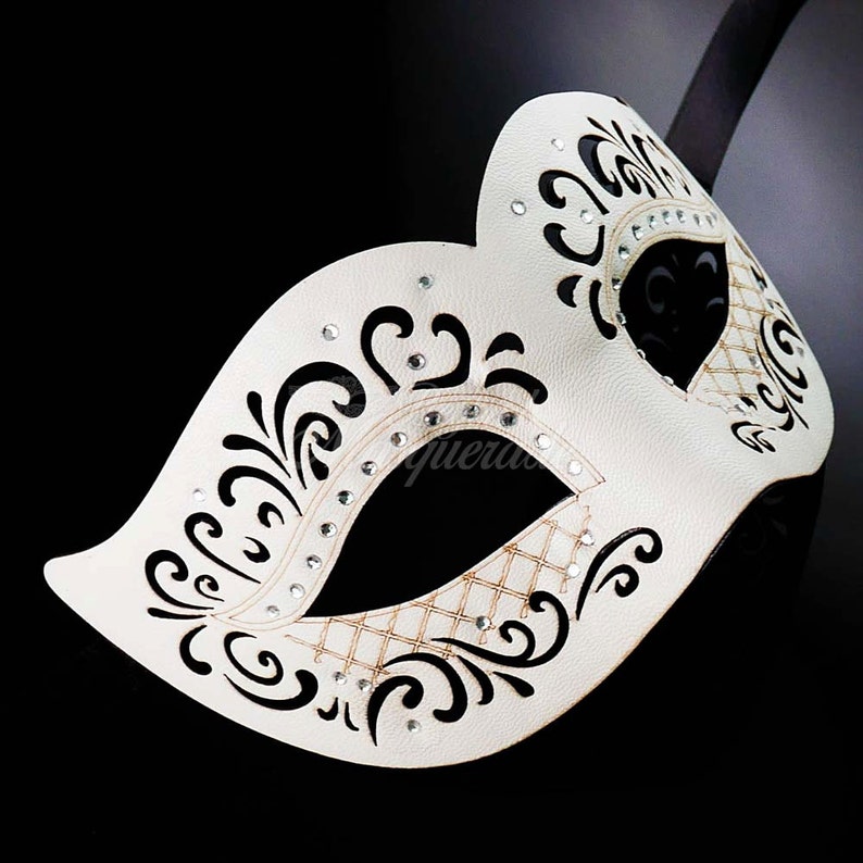 White Leather Masquerade Mask Masquerade Mask Leather Mask | Etsy