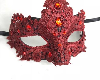 Red Masquerade Mask | Etsy