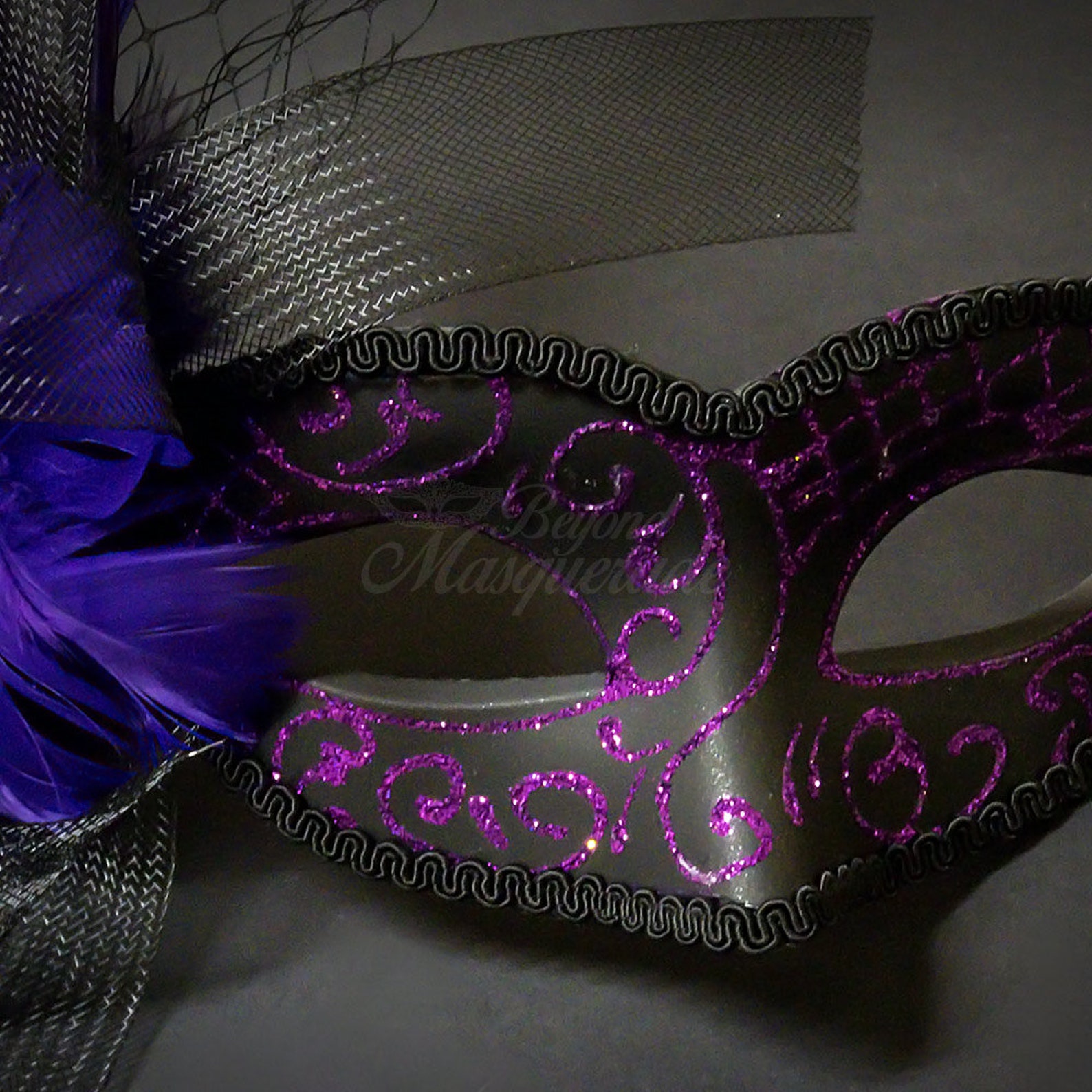 Black Purple Masquerade Mask Elegant Black Peacock Feathers - Etsy