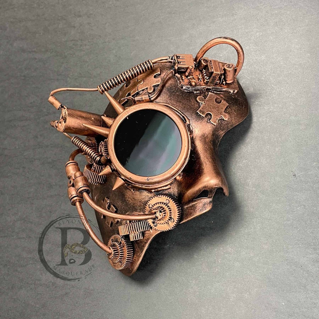 Copper Steampunk Masquerade Mask, One Eye Mask, Steampunk Ogre, Phantom ...