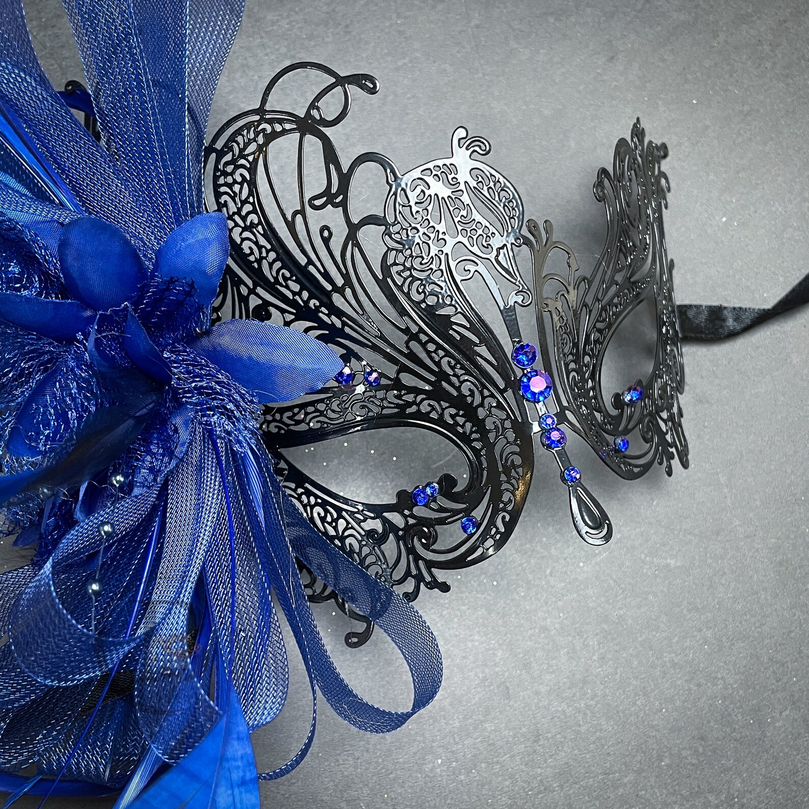 Royal Blue Masquerade Mask Halloween Filigree Metal Swan - Etsy