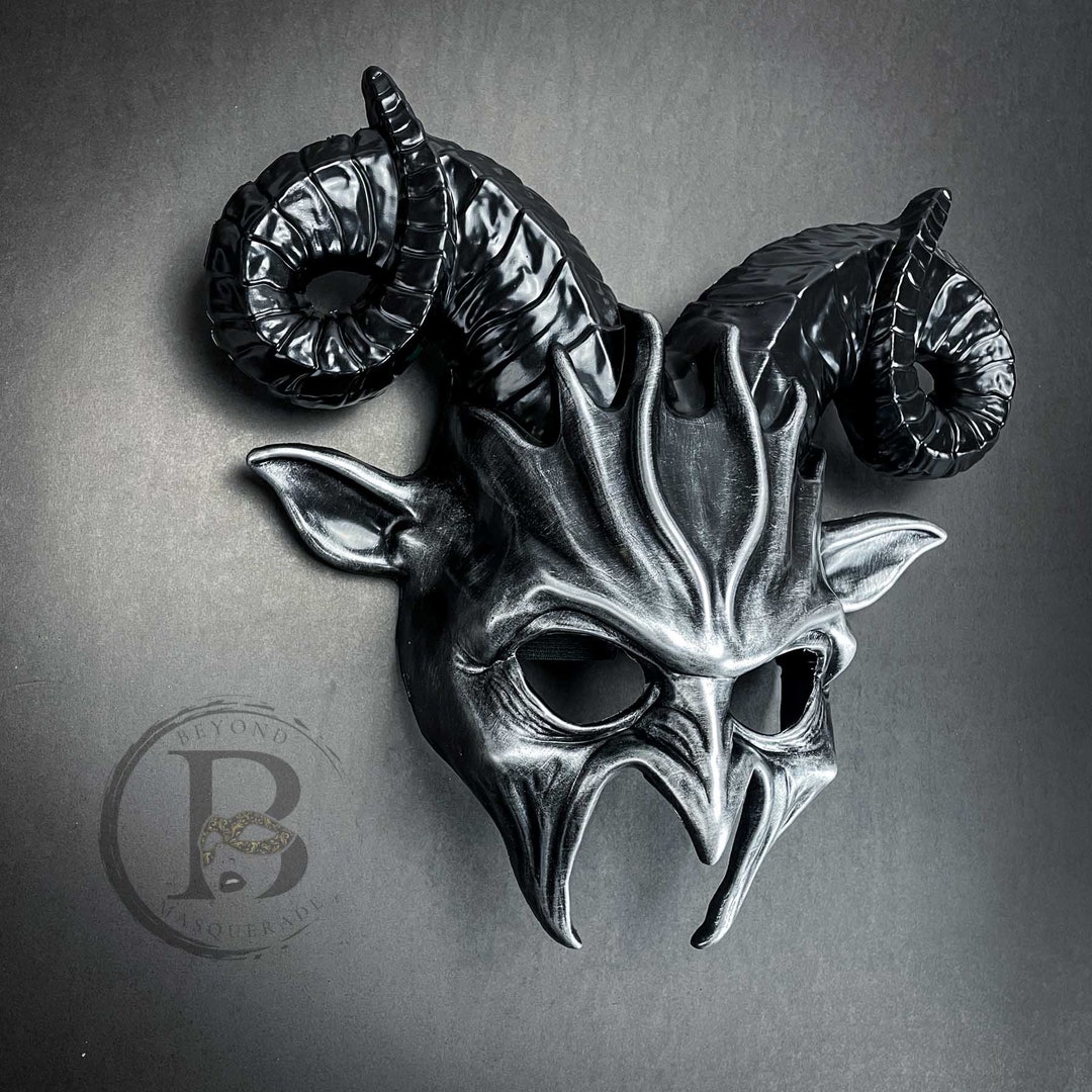Black Silver Masquerade Mask Horns Mask Devil Horns Mask - Etsy