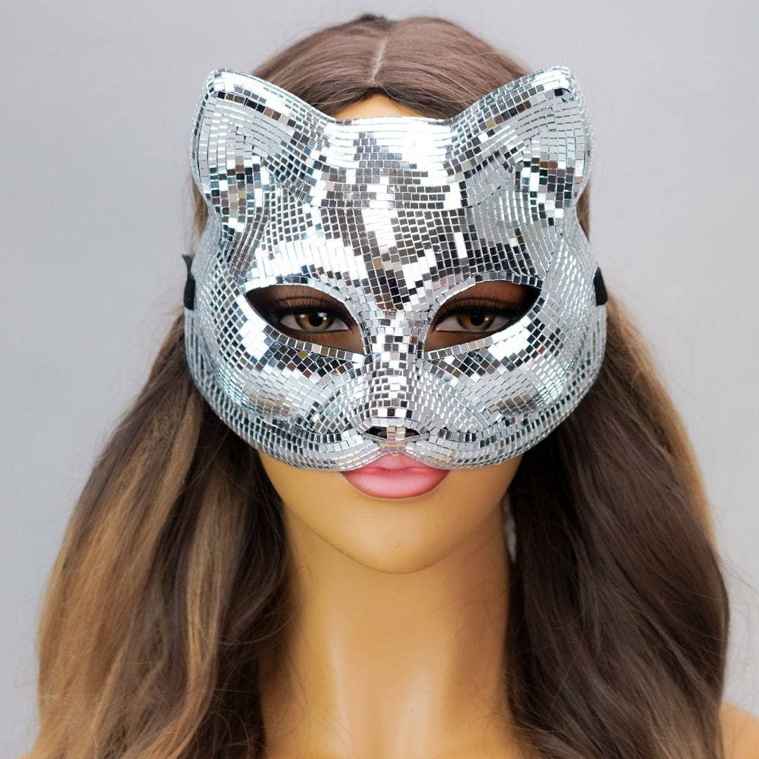Silver Cat Woman Mask Mirror Glass Masquerade Mask Cosplay - Etsy