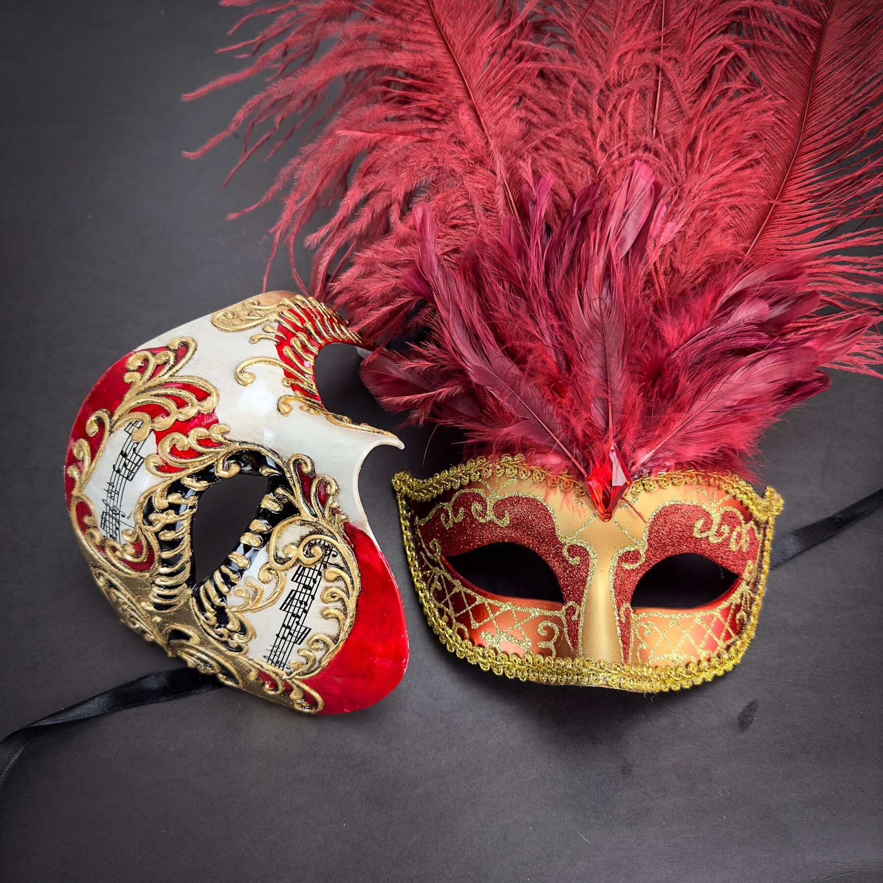 Red And Gold Masquerade Masks