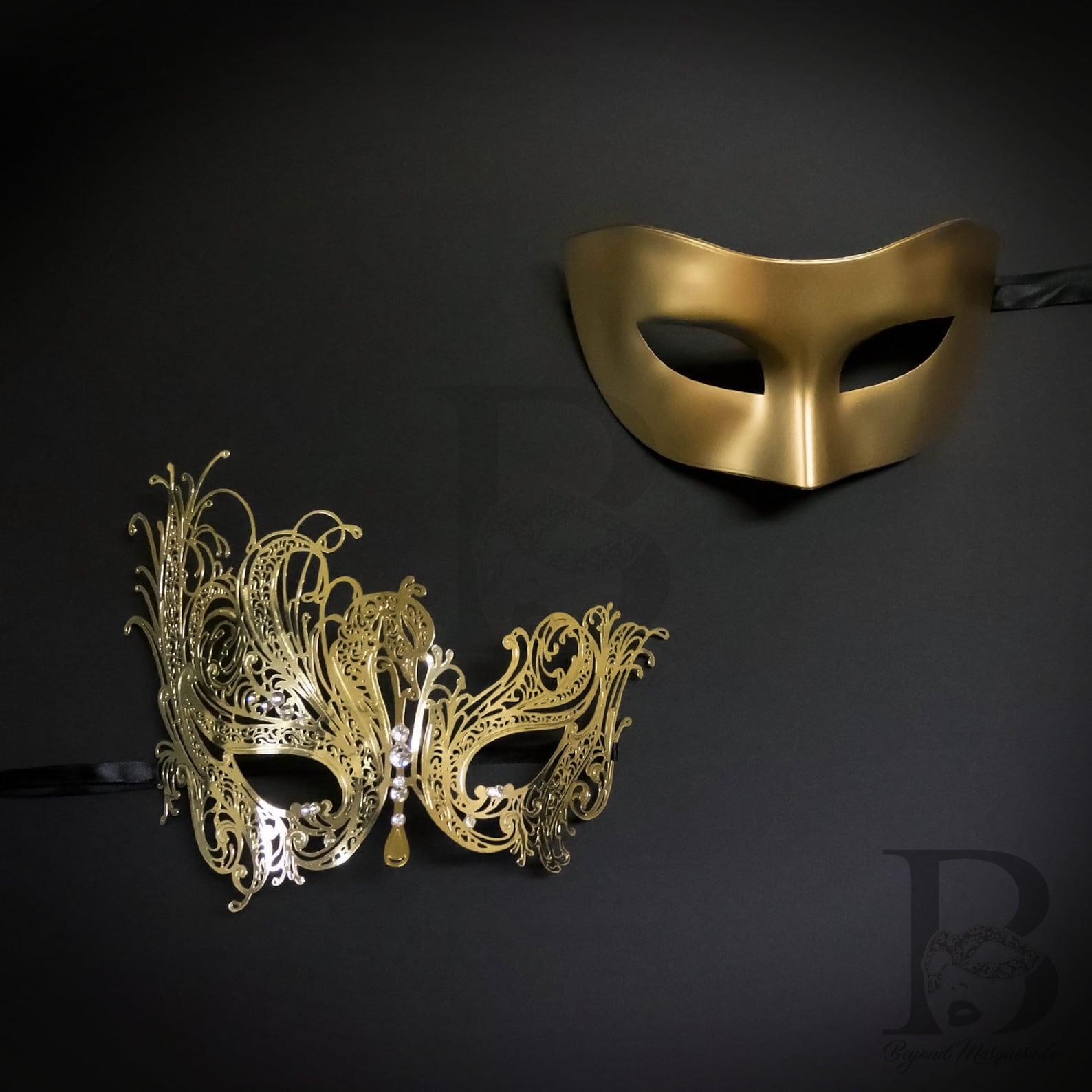 Gold Masquerade Mask Couples Masquerade Masks Gold - Etsy