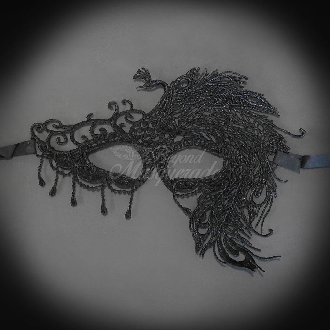 Lace Mask, Masquerade Mask, Black Mask, Elegant Macrame Lace Mask ...
