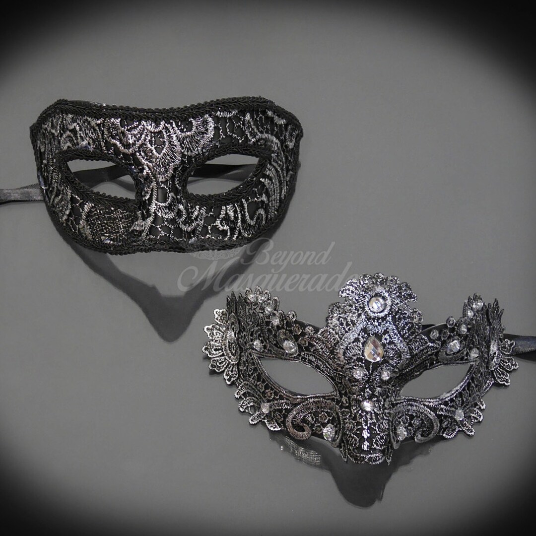 Couples Masquerade Mask His & Hers Masquerade Mask Black - Etsy
