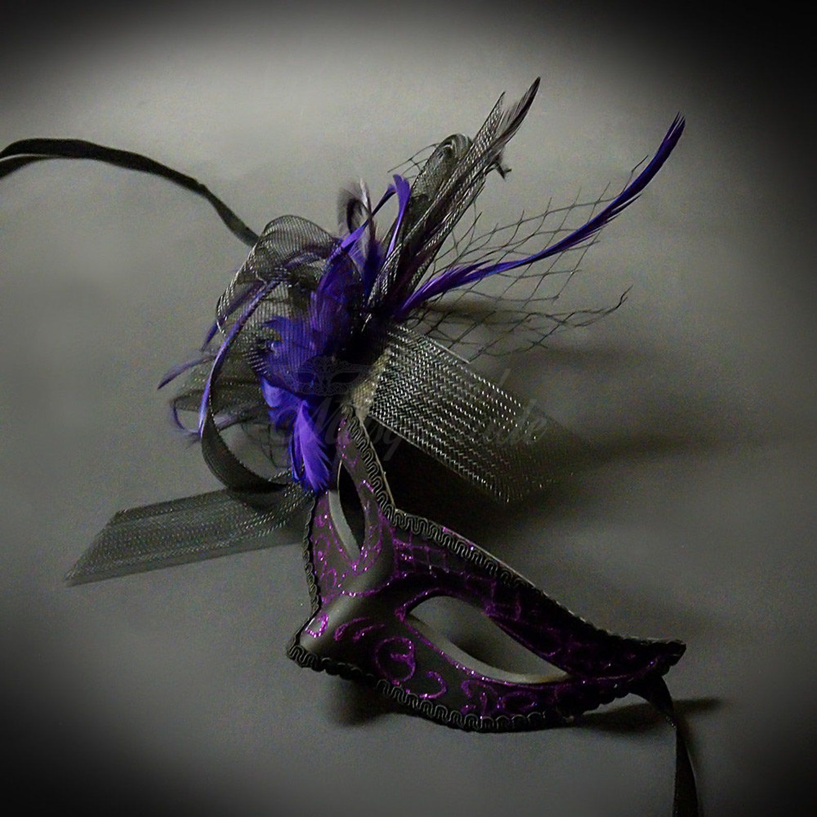 Black Purple Masquerade Mask Elegant Black Peacock Feathers | Etsy