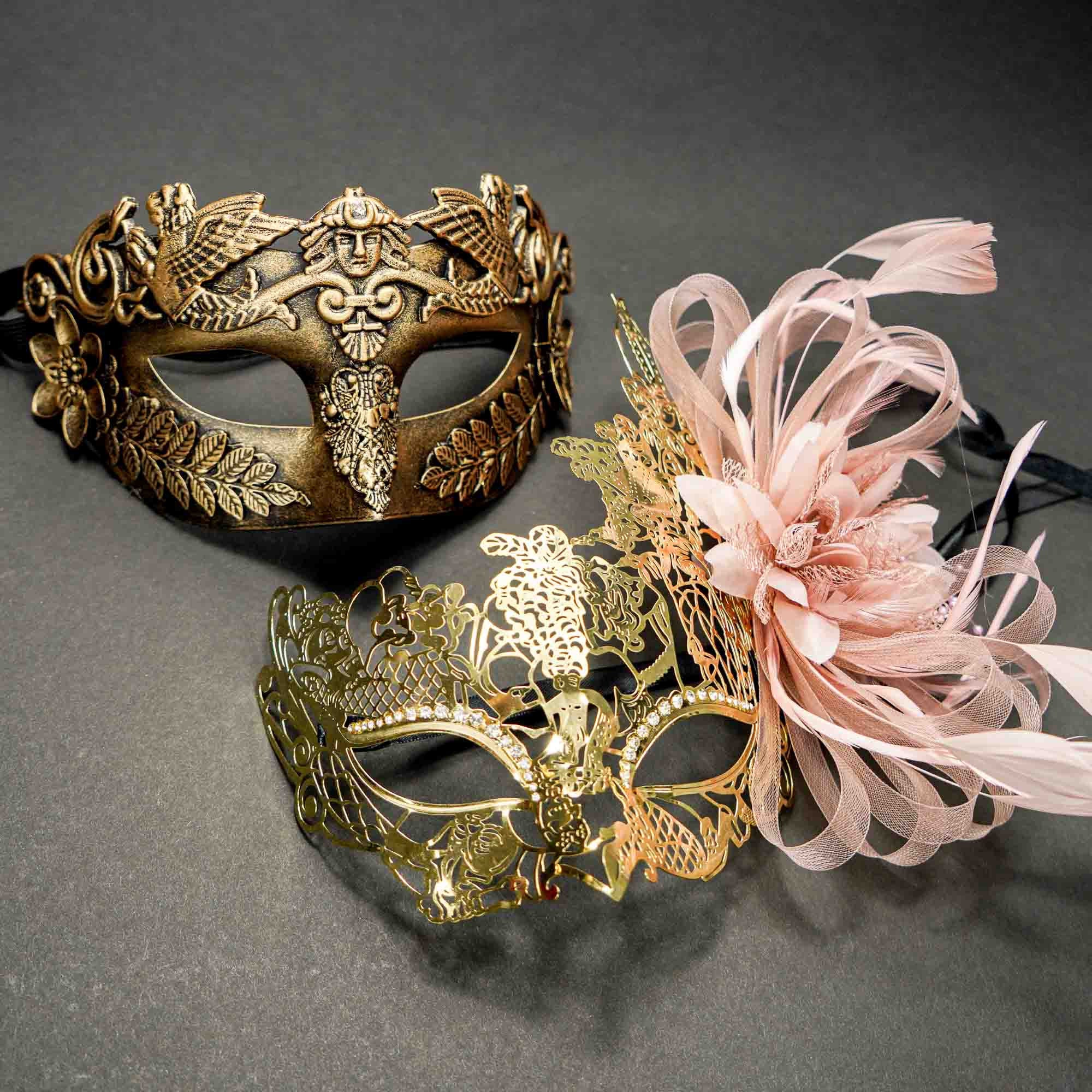 Couples Masquerade Mask Couple's Mask Feather Masquerade | Etsy