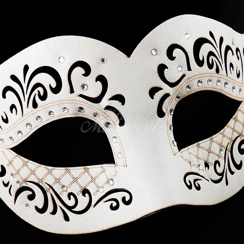 White Leather Masquerade Mask Masquerade Mask Leather Mask | Etsy