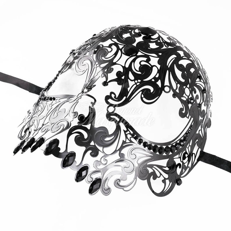 Black Masquerade Mask Full Face Skull Mask Day of the Dead - Etsy