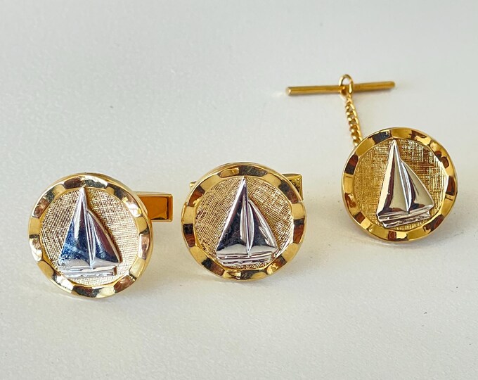 Nautical Cuff Links and Tie Pin Set - Etsy