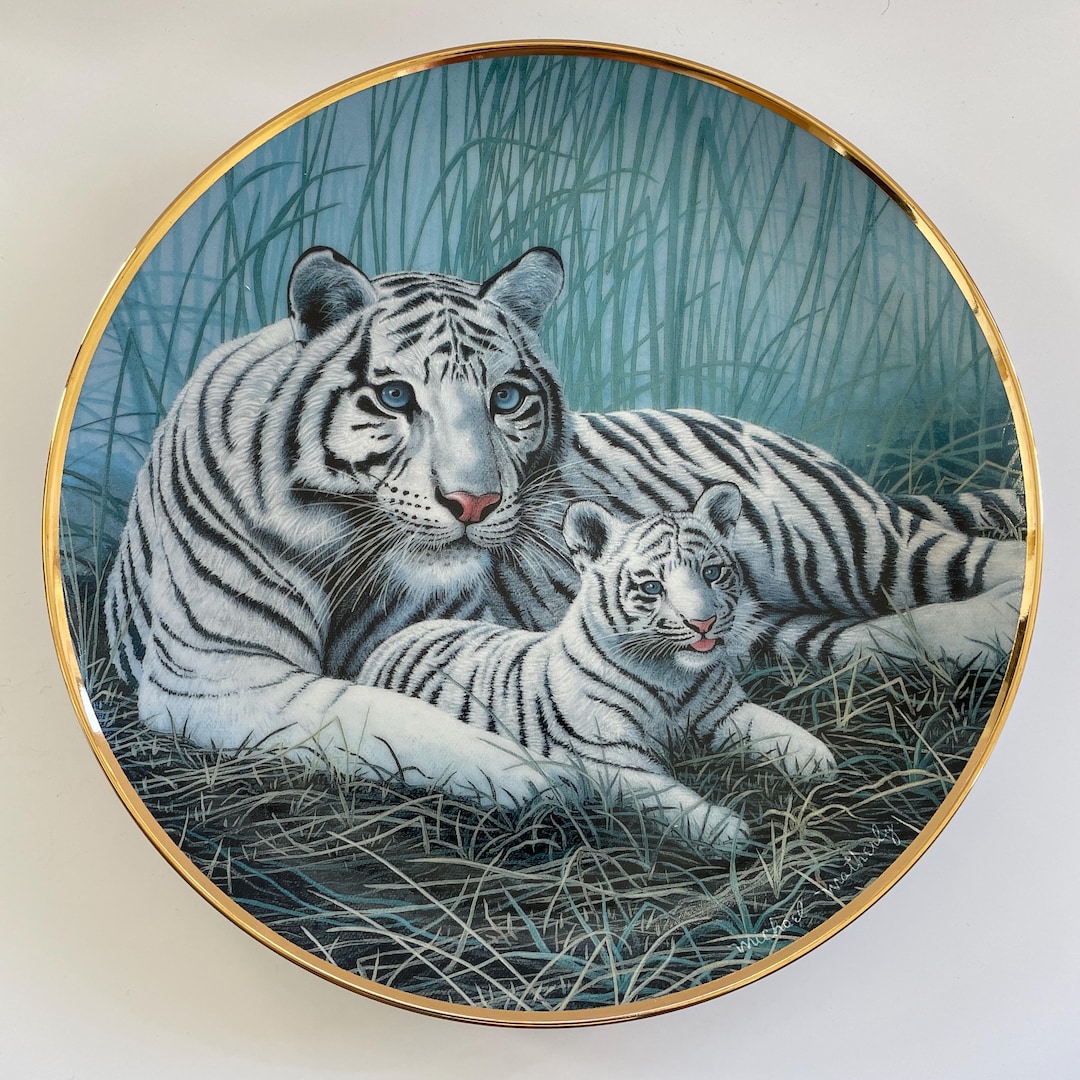 Michael Matherly "white Tigers" Porcelain Collector Plate With Gold Rim ...