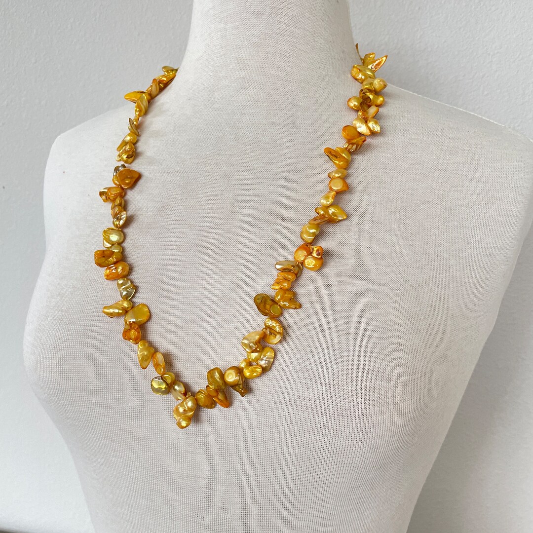 Gold Baroque Pearl Necklace - Etsy