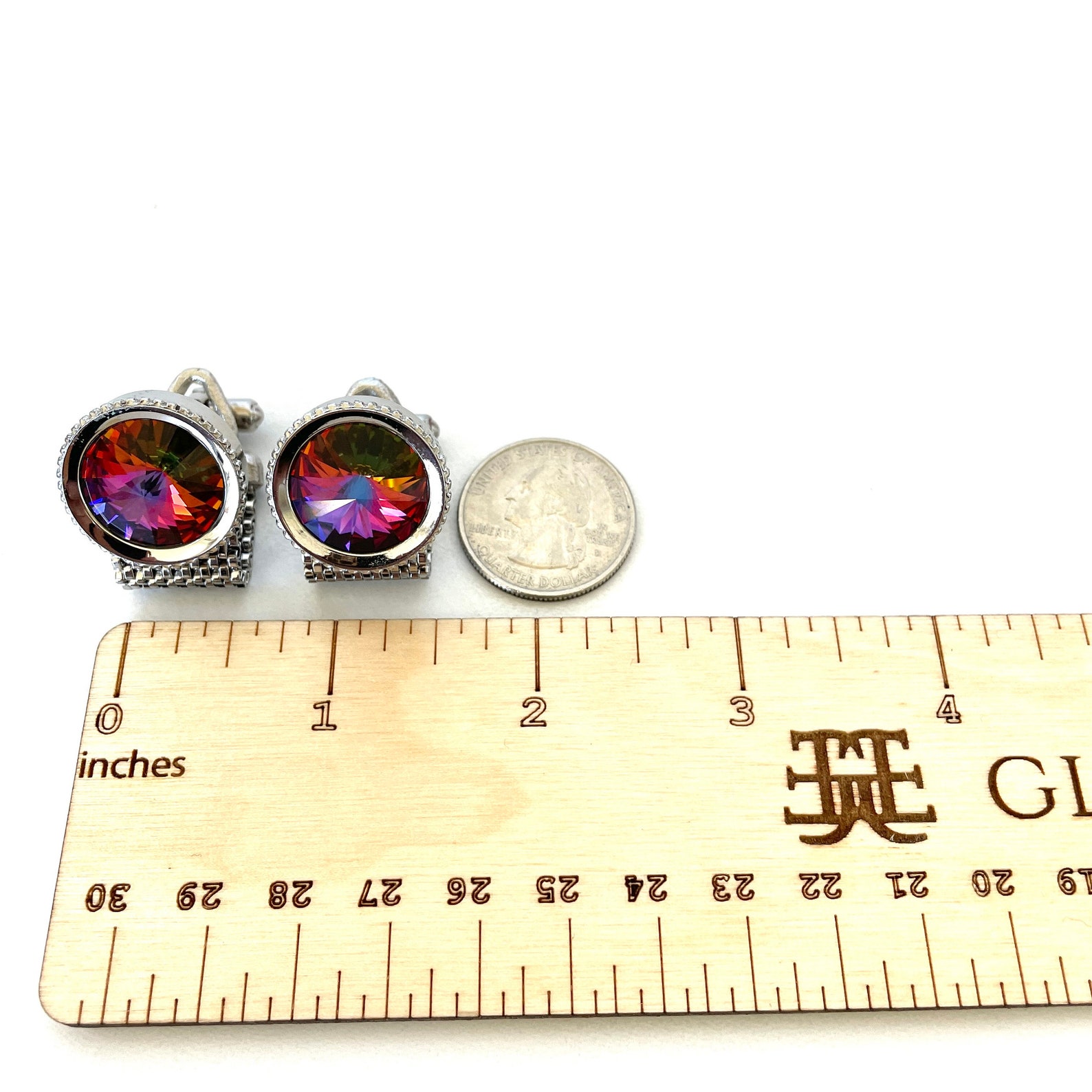 Aurora Borealis Rivioli Mesh Cufflinks - Etsy