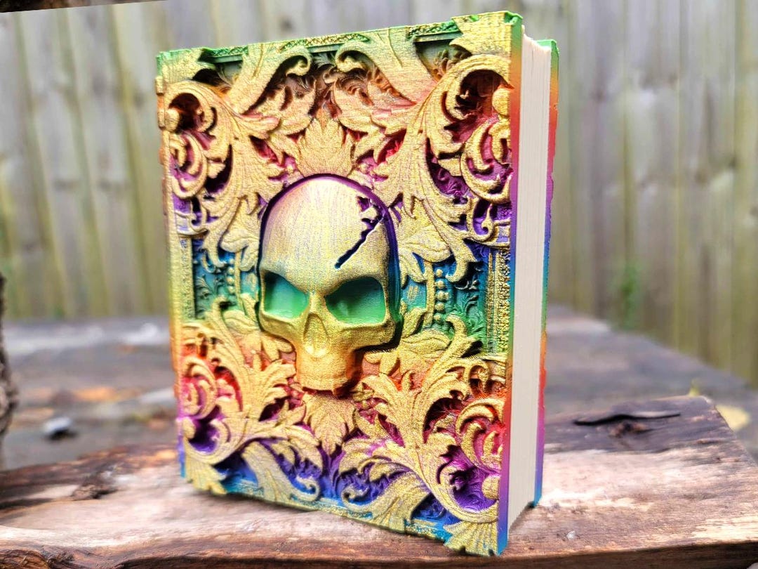 Necromancer Ancient Tome Book Box (hand Painted Rainbow Gold) - Etsy