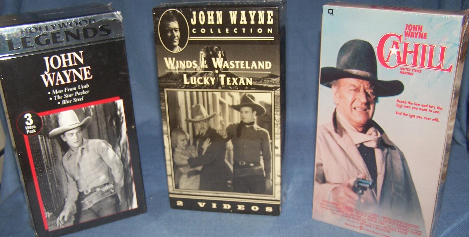 JOHN WAYNE VHS Assortment Sealed Cahill Lucky Texan Blue Steel Man From ...