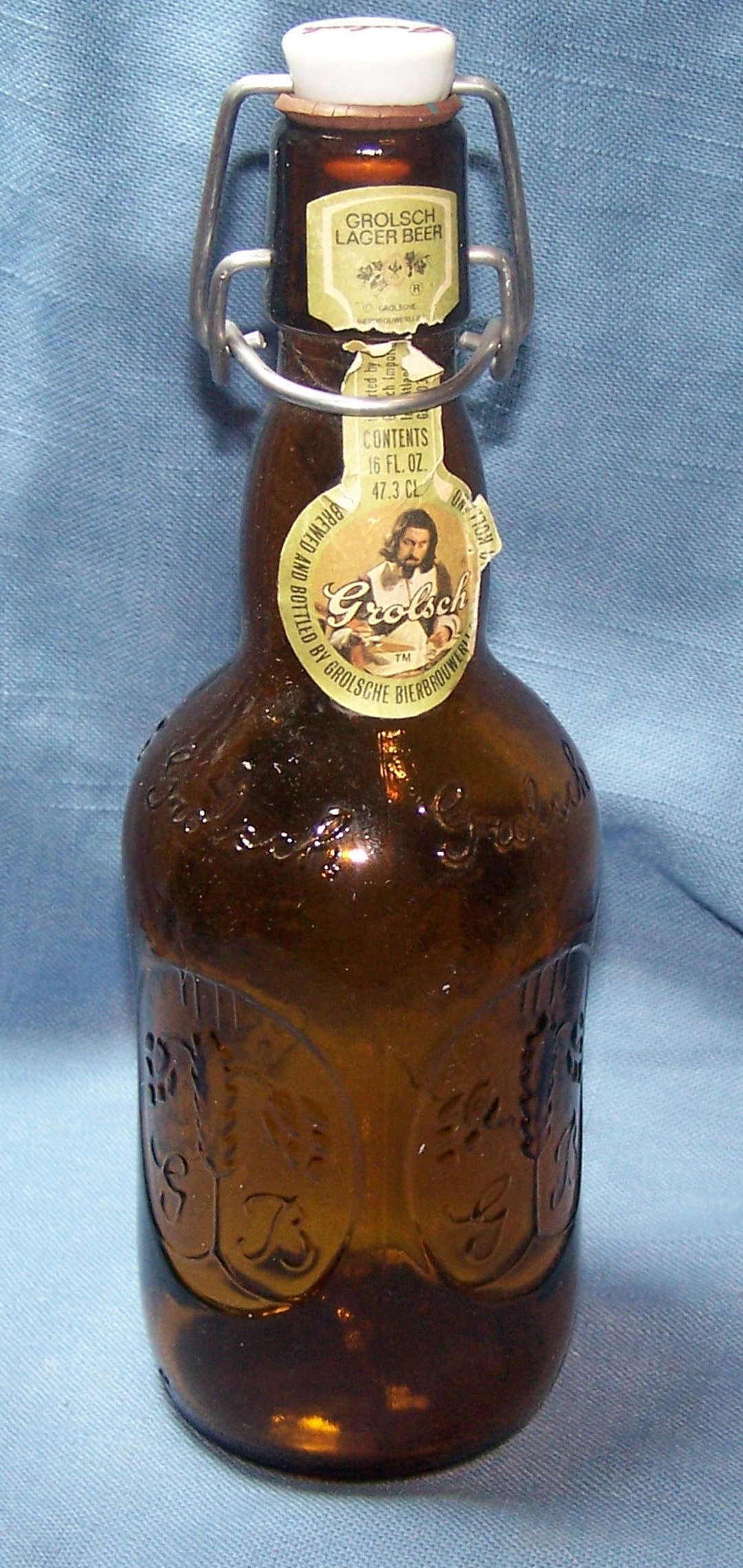 VTG Grolsche Amber Brown Lager Beer Bottle - Porcelain Swing Top - Beer ...