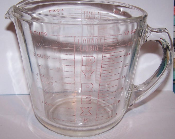 Vintage PYREX Measuring Cup - D Handle 532 - 4 Cup Once and Cup ...