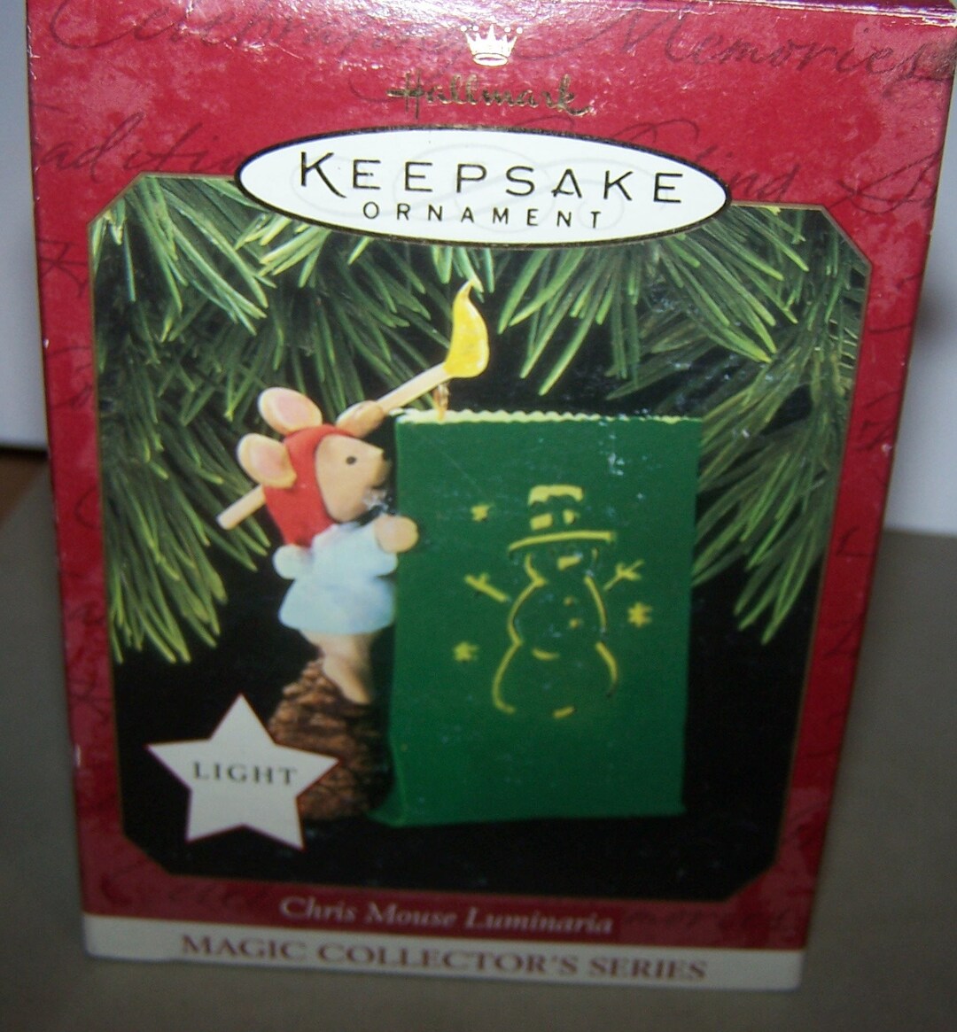 CHRIS MOUSE LUMINARIA Hallmark Keepsake Christmas Ornament Light Dated ...