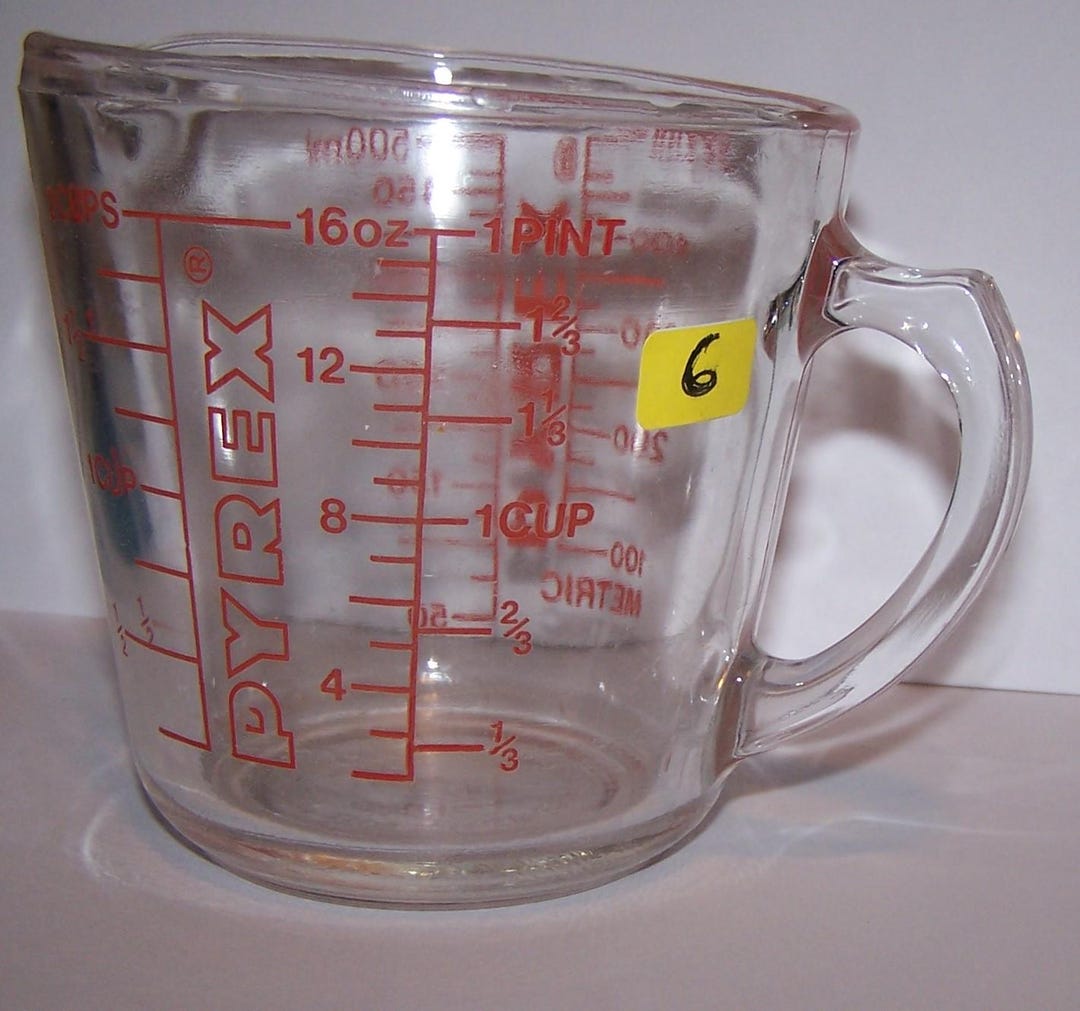 Vintage PYREX 516 Measuring Cup - D Handle - 2 Cup With Metric ...