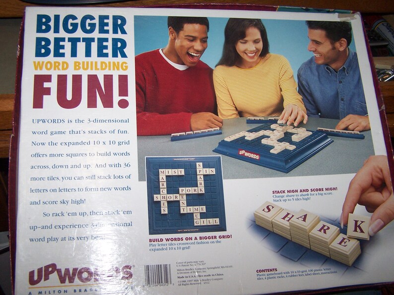 Upwords - Dated 1997 by Milton Bradley - A 3-dimensional Word Game ...