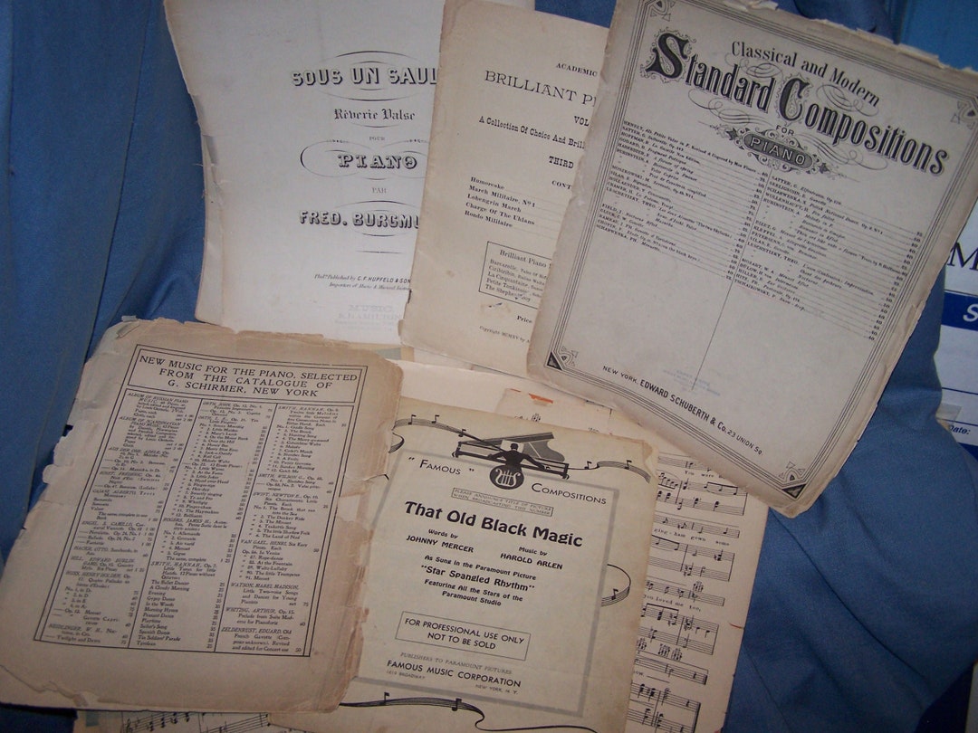 Vintage Music Sheets Assortment (#2) for Crafting -- Over THREE Pounds ...