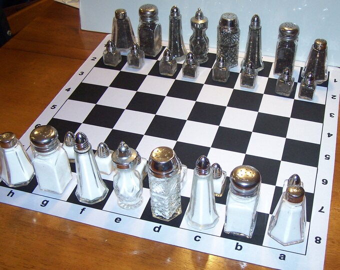Salt & Pepper Shaker Chess Set - 32 Crystal and Glass Chess Pieces - 6 ...