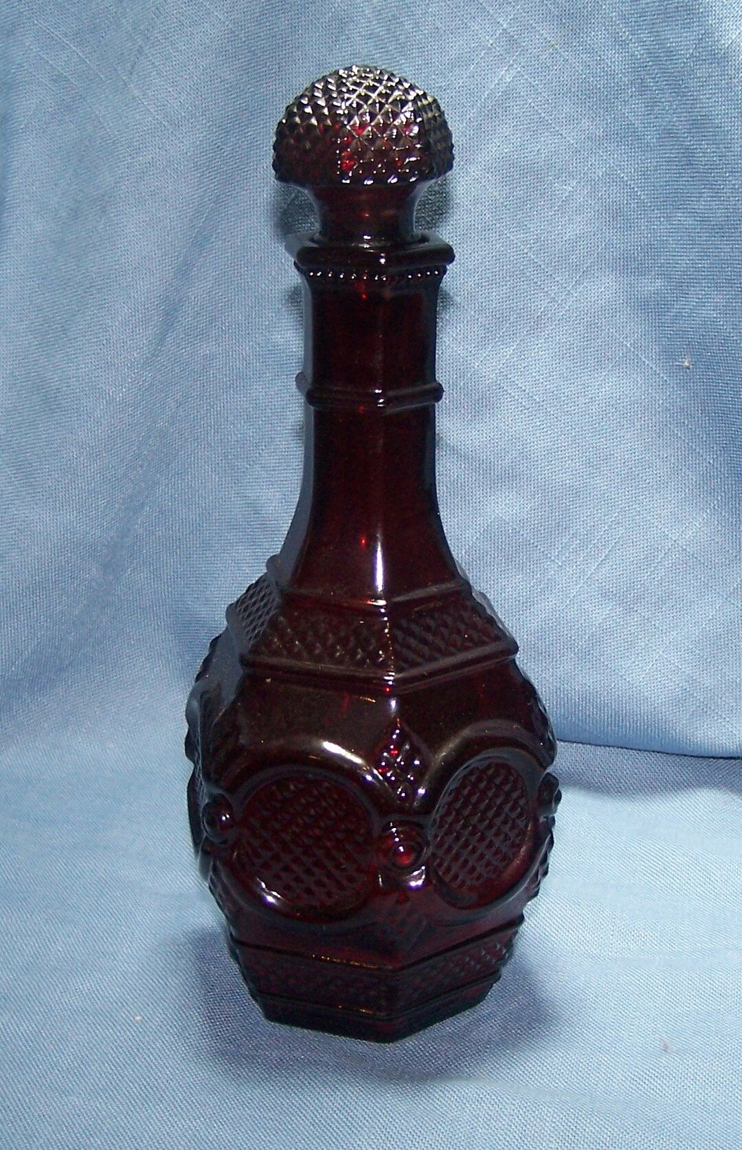 Avon Ruby Red Decanter With Matching Pair of Small Wine Glasses 1876 ...