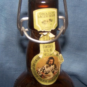VTG Grolsche Amber Brown Lager Beer Bottle - Porcelain Swing Top - Beer ...
