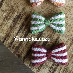Knit 2 Color Bow, Knitting Hair Accessories, Knit Streep Bow, Bow Tie ...